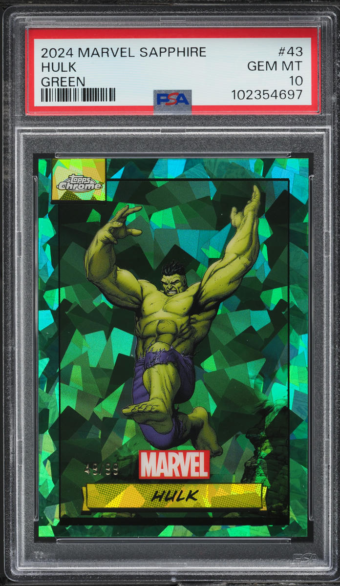 2024 Topps Chrome Marvel Sapphire Edition Green Hulk /99 #43 PSA 10 GEM MINT on Fanatics Collect