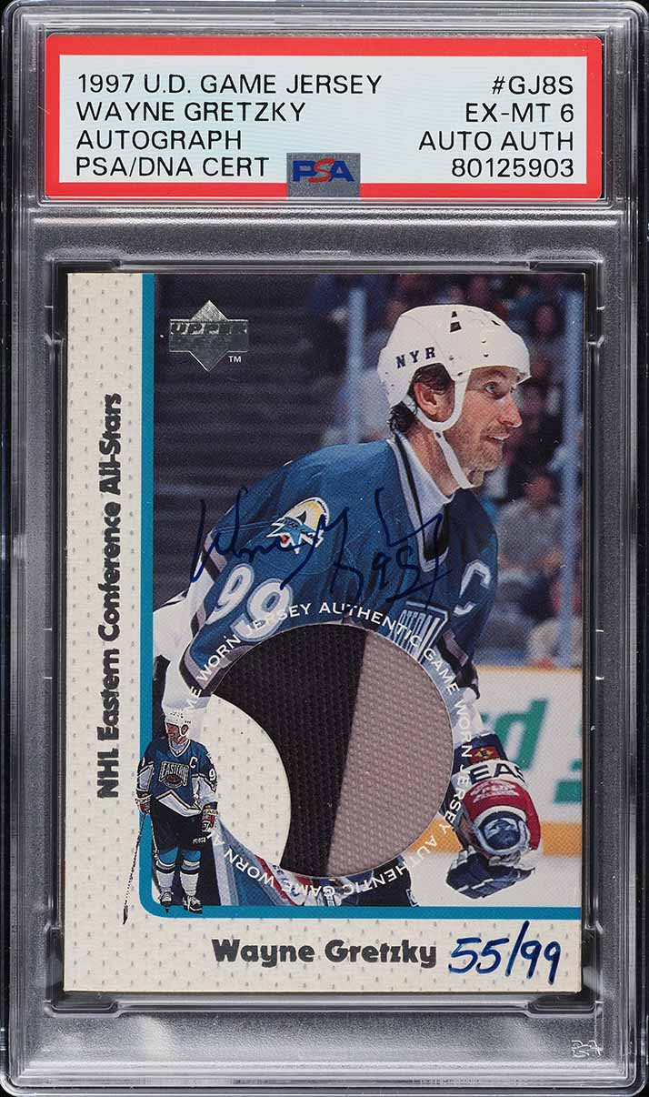 1997 Upper Deck Game Jersey Wayne Gretzky PATCH AUTO /99 #GJ8S PSA 6 ...