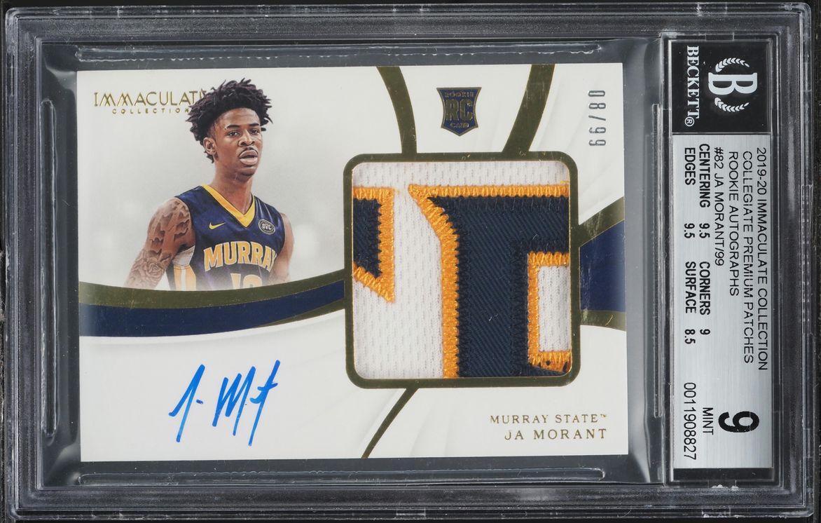 2019 Immaculate Collection Premium Ja Morant ROOKIE PATCH AUTO /99 BGS ...