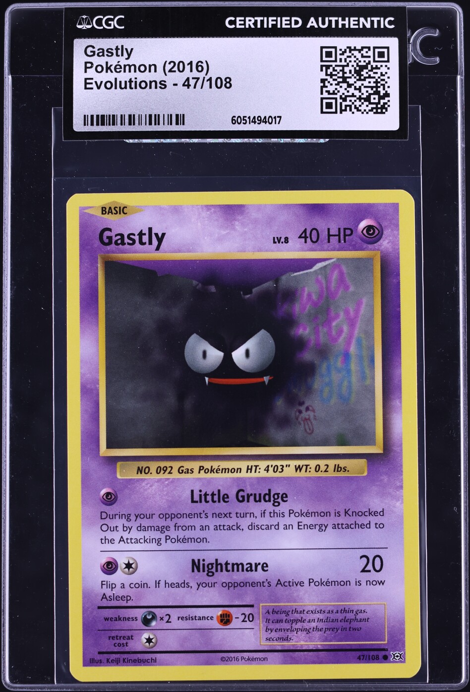 2016 Pokemon XY Evolutions Gastly #47 CGC AUTH on Fanatics Collect
