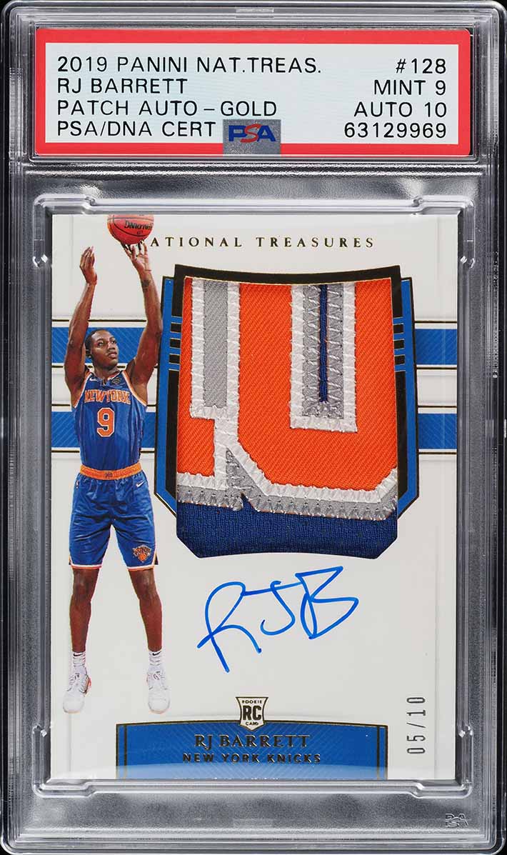 2019 National Treasures Gold RJ Barrett ROOKIE PATCH AUTO DNA 10 /10 ...