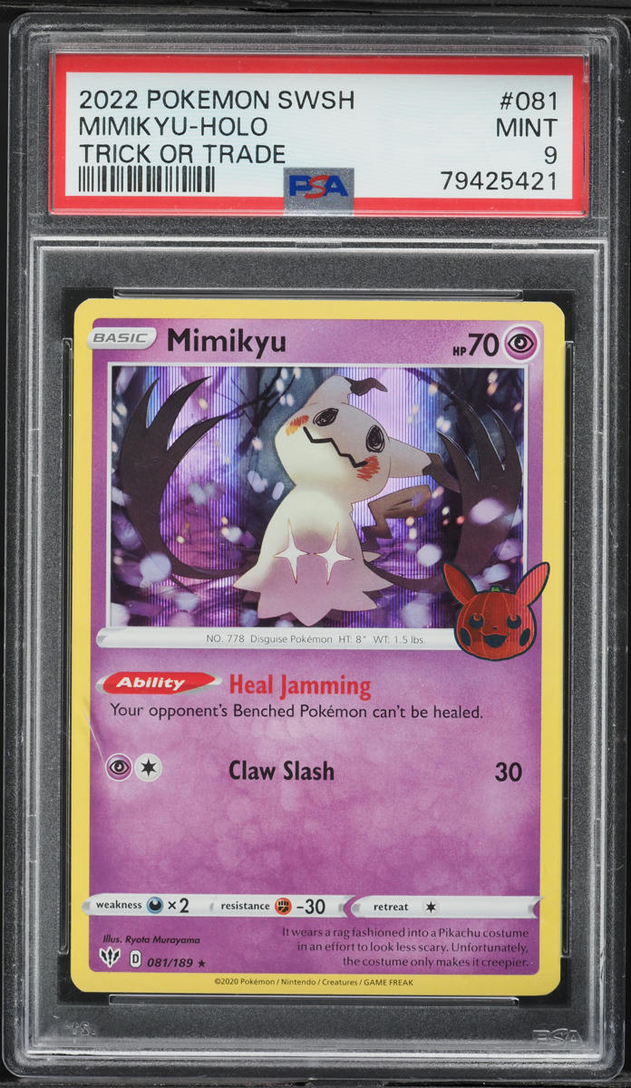 2020 Pokemon SWSH Darkness Ablaze Trick or Trade Holo Mimikyu #81 PSA 9 ...
