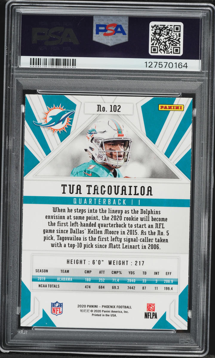 2020 Panini Phoenix Fire Burst Tua Tagovailoa ROOKIE #102 PSA 10 GEM ...