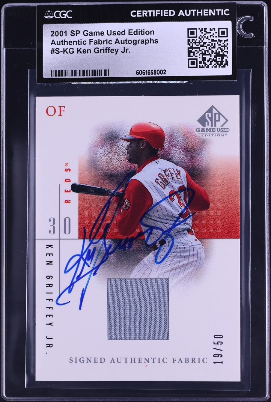 2001 SP Game Used Edition Authentic Ken Griffey Jr. PATCH AUTO /50 #SKG ...