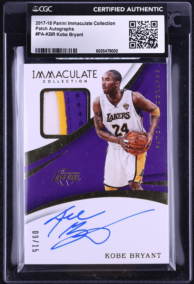 2017 Immaculate Collection Kobe Bryant PATCH AUTO /15 #PA-KBR CGC AUTH on Fanatics Collect