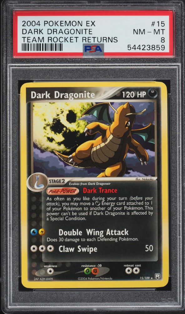 2004 Pokemon EX Team Rocket Returns Dark Dragonite #15 PSA 8 NM-MT on ...
