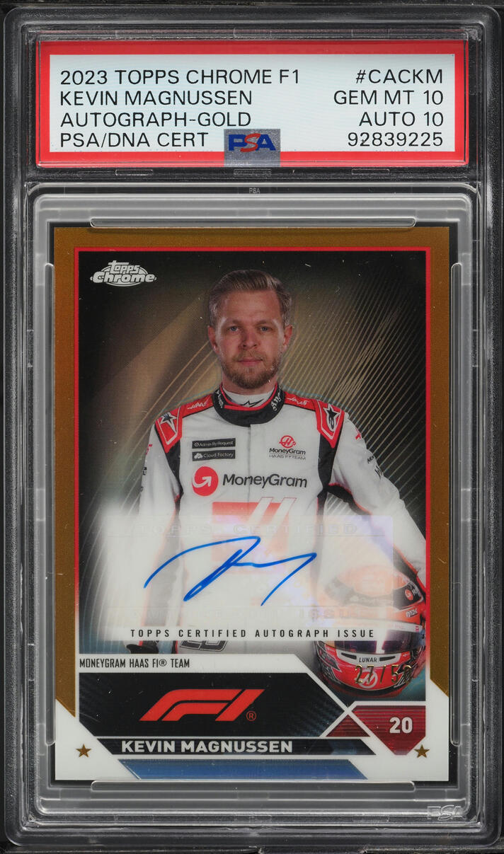 2023 Topps Chrome F1 Gold Refractor Kevin Magnussen AUTO DNA 10 /50 PSA ...