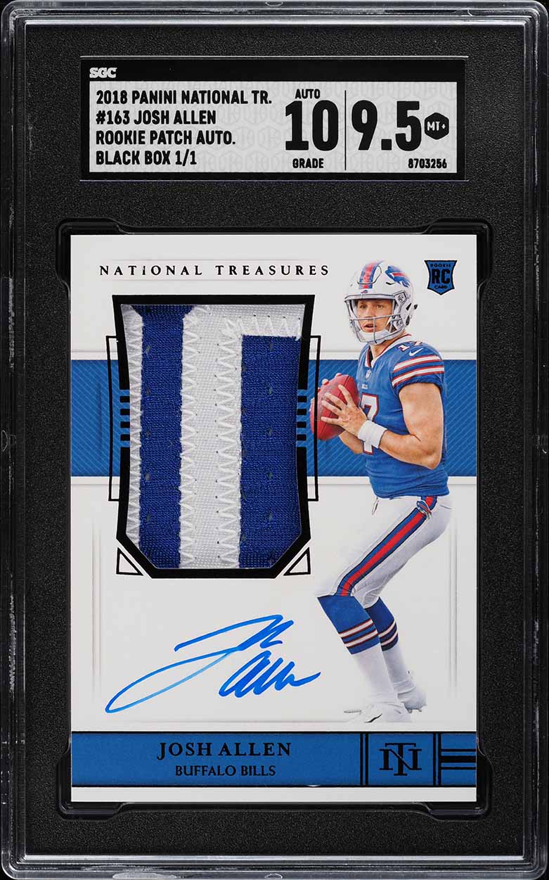 2018 National Treasures Black Box Josh Allen ROOKIE PATCH AUTO 1/1 #163 ...