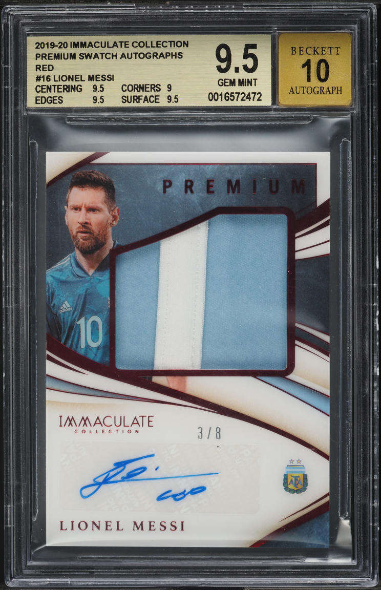 2019 Immaculate Collection Premium Red Lionel Messi PATCH AUTO /8 BGS 9 ...