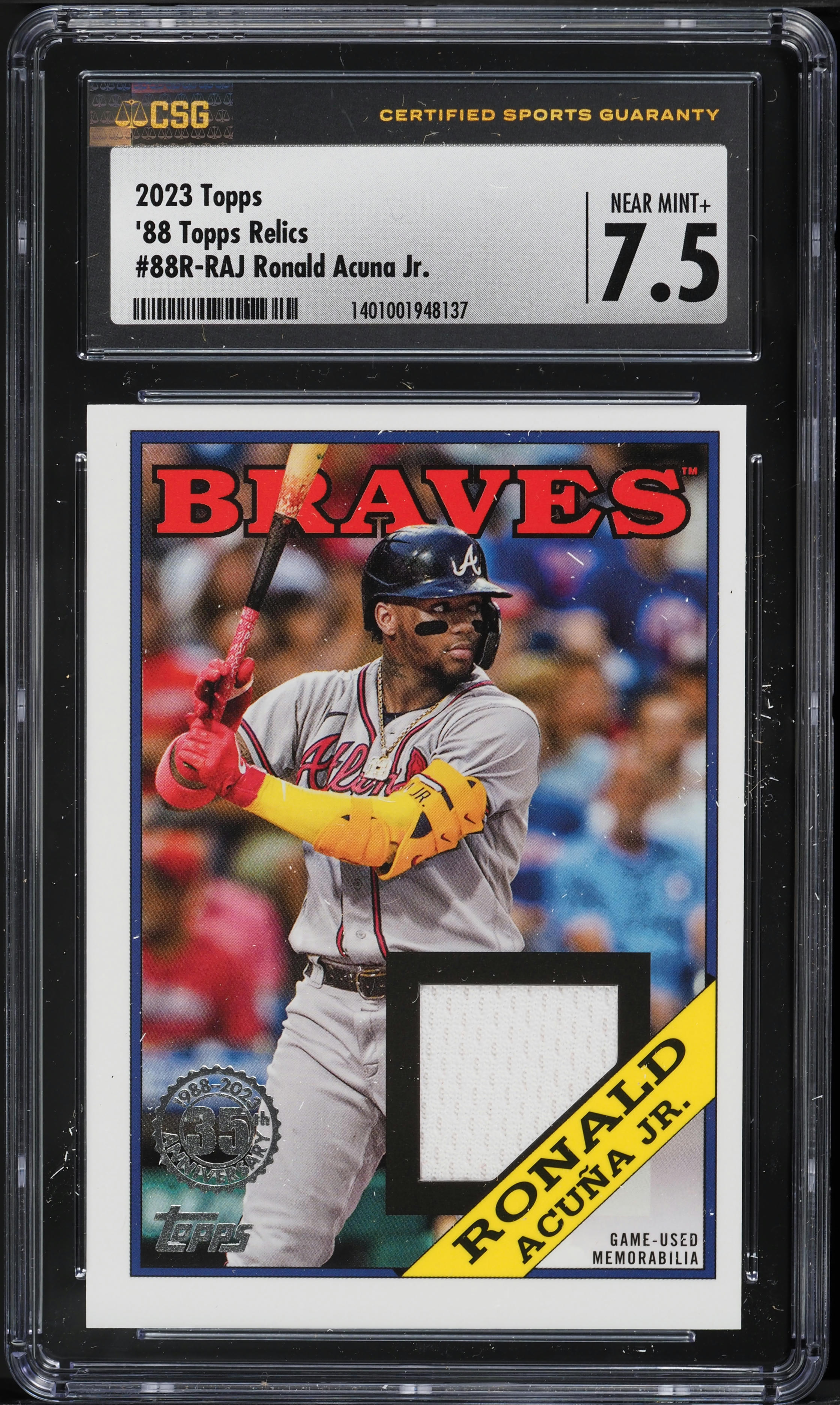 2023 Topps '88 Topps Relics Ronald Acuna Jr. PATCH #88R-RAJ CSG 7.5 ...