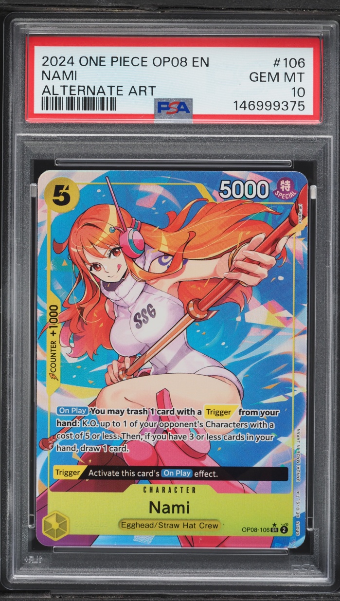 2024 One Piece Two Legends Alt Art Nami #OP08-106 PSA 10 GEM MINT on ...