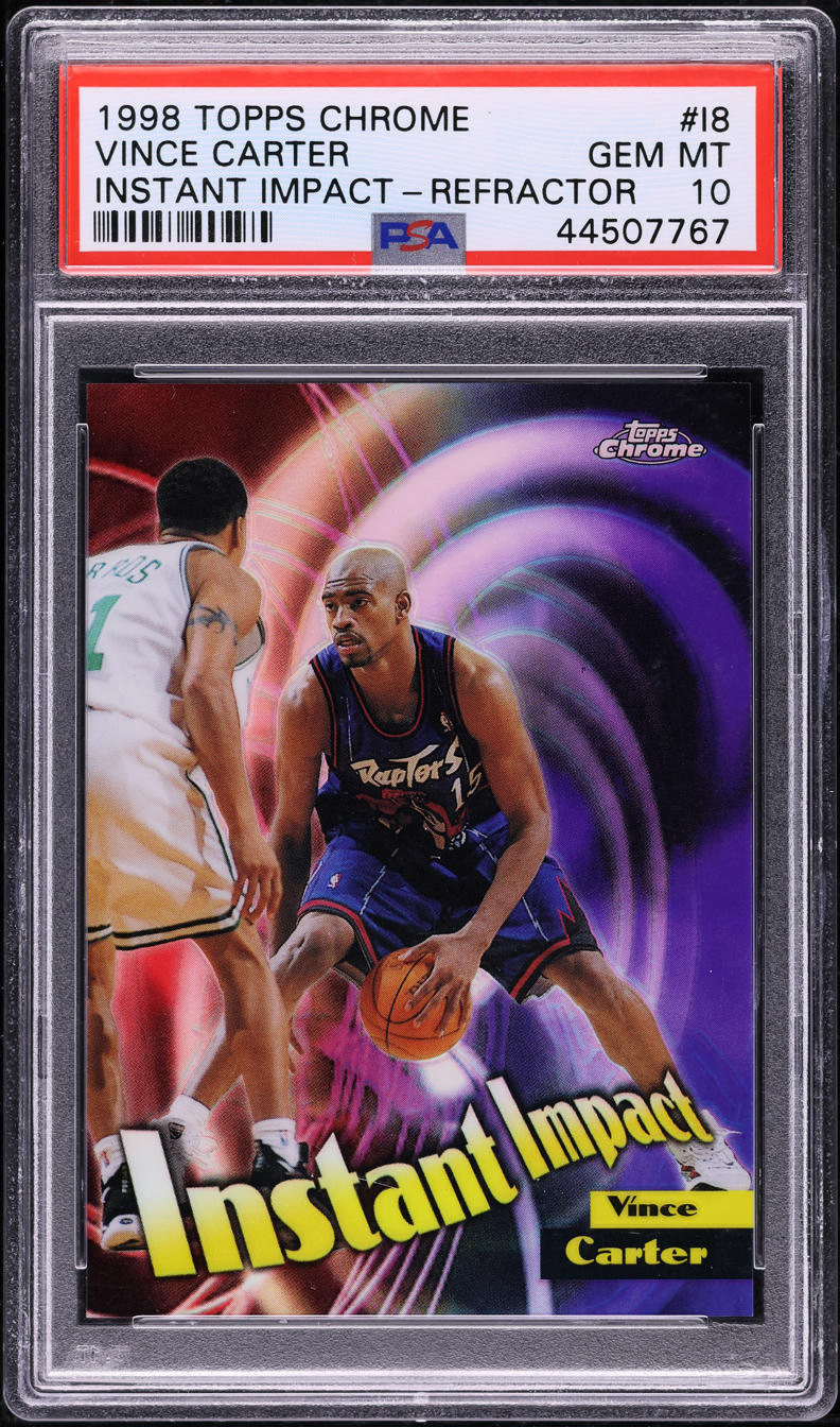 1998 Topps Chrome Instant Impact Refractor Vince Carter ROOKIE #8 PSA 10 GEM on Fanatics Collect