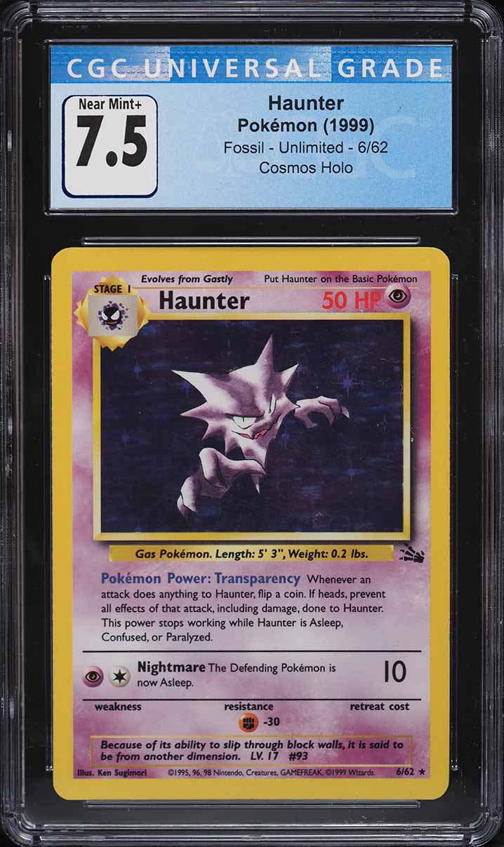 1999 Pokemon Fossil Cosmos Holo Haunter #6 CGC 7.5 NRMT+ on Fanatics ...