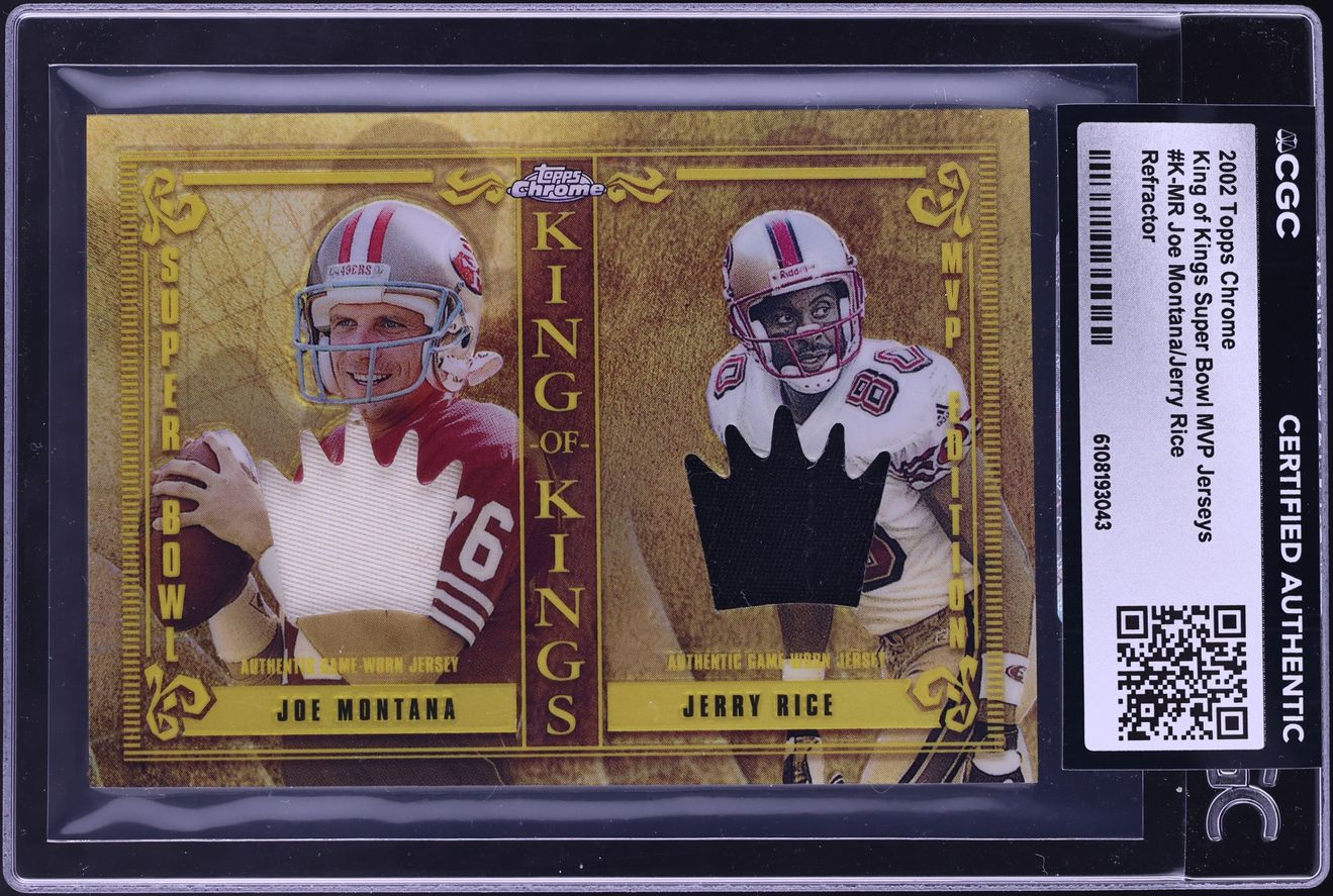 2002 Topps Chrome King Of Kings Super Bowl MVP Jerseys Ref Joe Montana ...