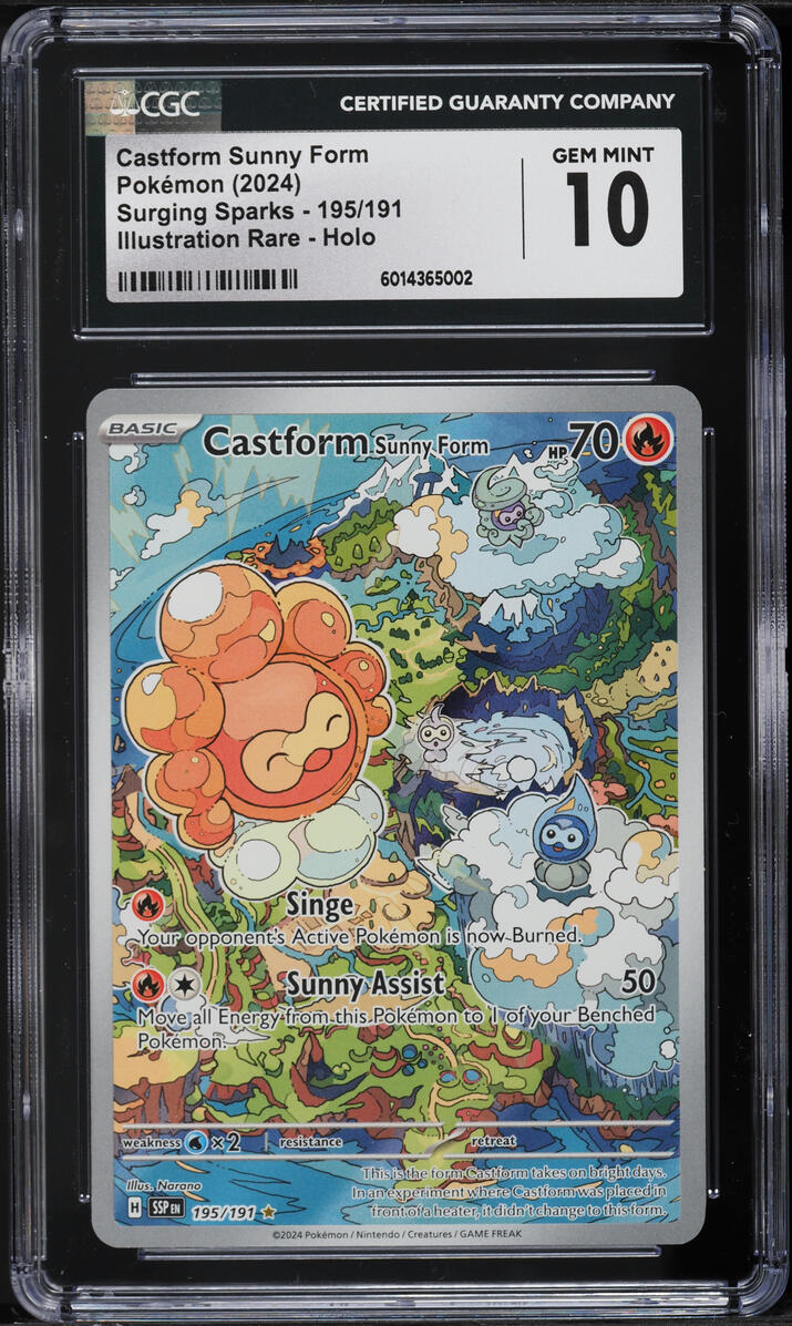 2024 Pokemon SV Surging Sparks Illustration Rare Castform Sunny Form #195 CGC 10 on Fanatics Collect