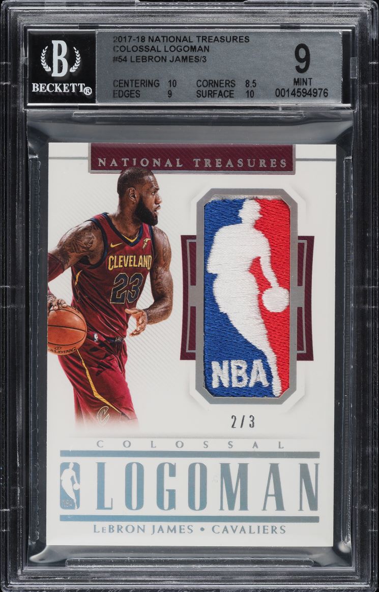 2017 National Treasures Colossal LeBron James LOGOMAN PATCH /3 #54 BGS ...