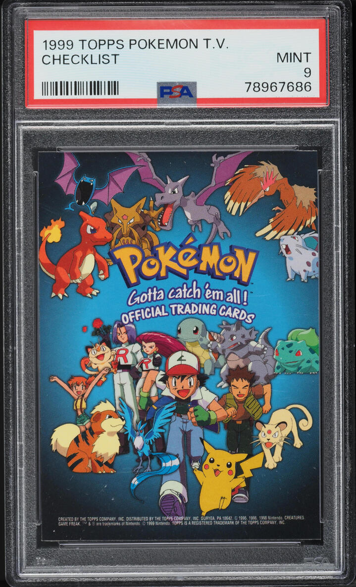 1999 Topps Pokemon T.V. Checklist PSA 9 MINT on Fanatics Collect