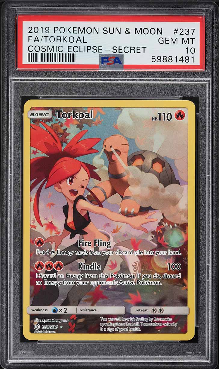 2019 Pokemon Sun & Moon Cosmic Eclipse Character Rare Torkoal #237 PSA 10 GEM on Fanatics Collect