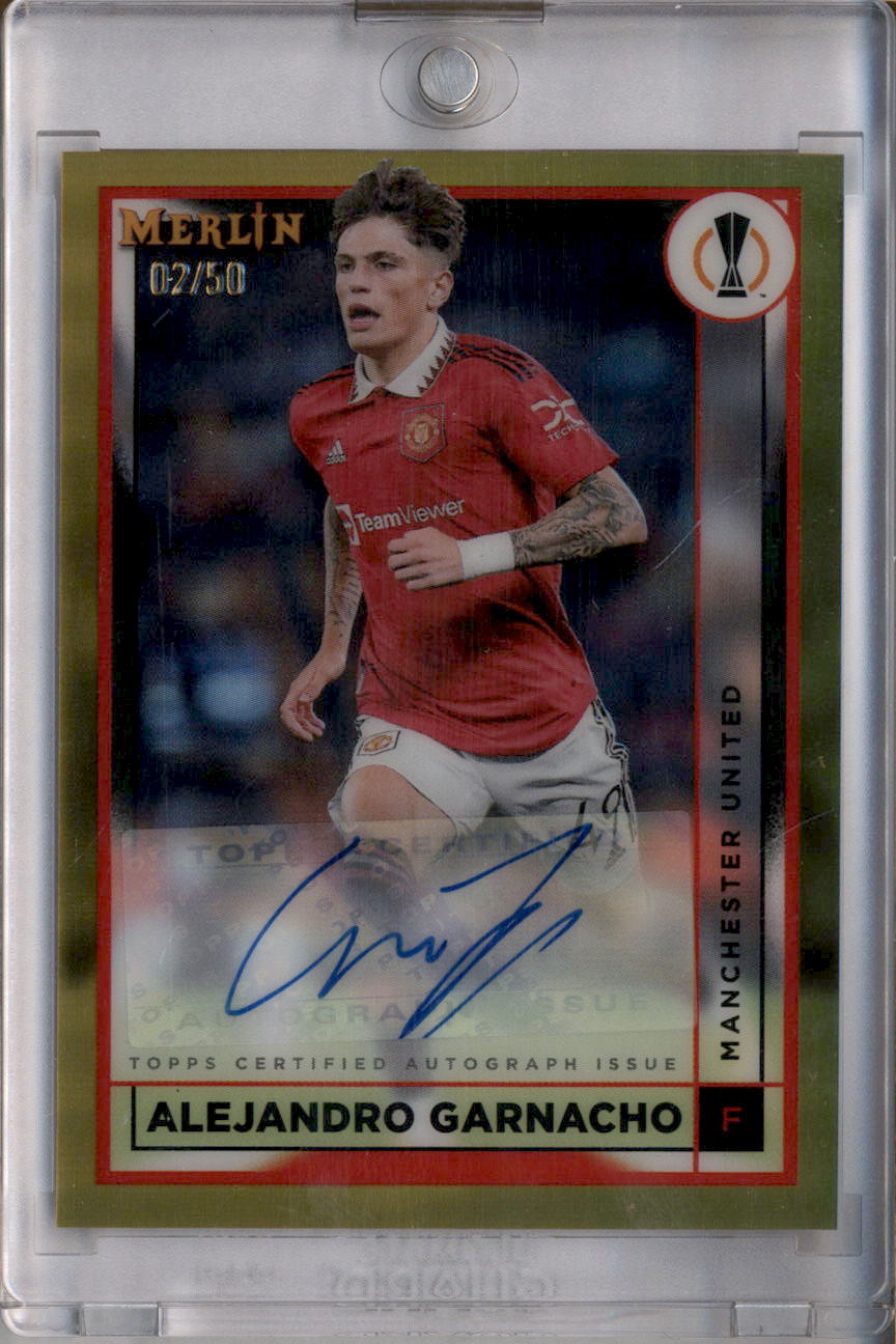 2022-23 Topps Merlin UEFA Autographs Gold Refractors Alejandro Garnacho ...