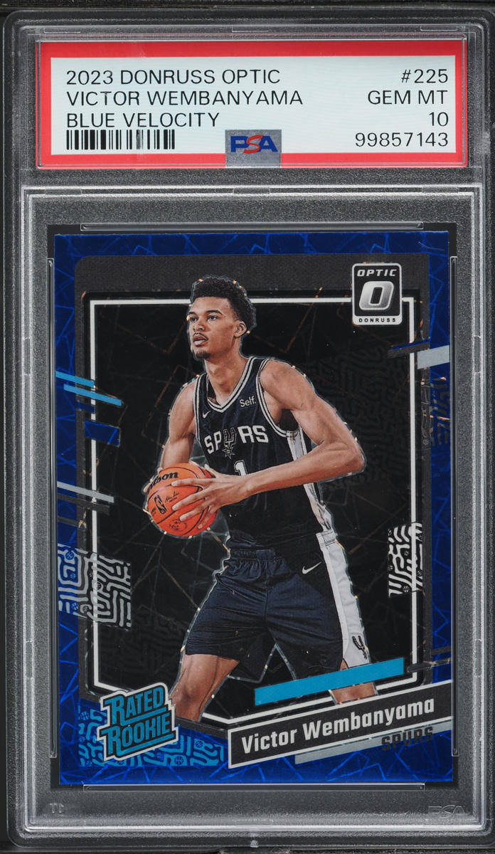 2023 Donruss Optic Blue Velocity Victor Wembanyama ROOKIE #225 PSA 10 ...