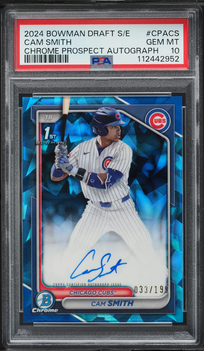 2024 Bowman Chrome Sapphire Draft Cam Smith PROSPECT AUTO /199 #CPACS PSA 10 on Fanatics Collect