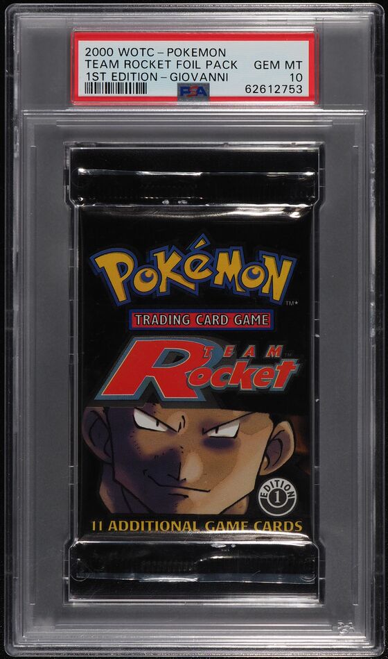 2000 Pokemon Team Rocket 1st Edition Booster Pack Giovanni PSA 10 GEM ...