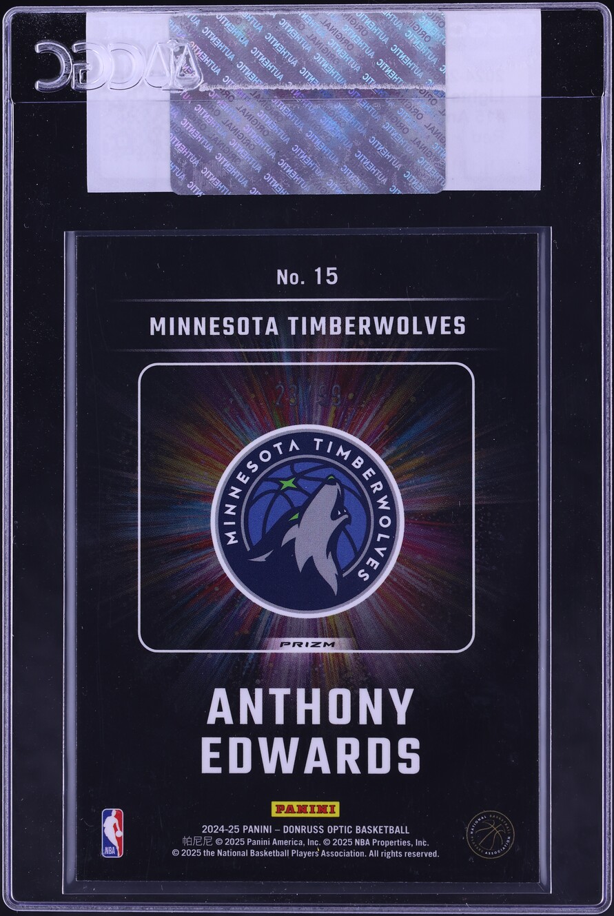 2024 Donruss Optic Lights Out Red Prizm Anthony Edwards /99 #15 CGC ...