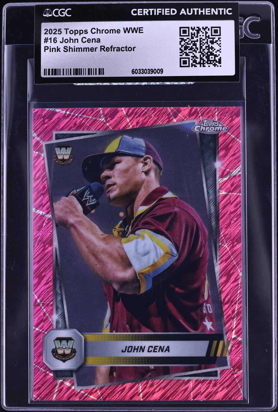 2025 Topps Chrome WWE Pink Shimmer Refractor John Cena #16 CGC AUTH on ...