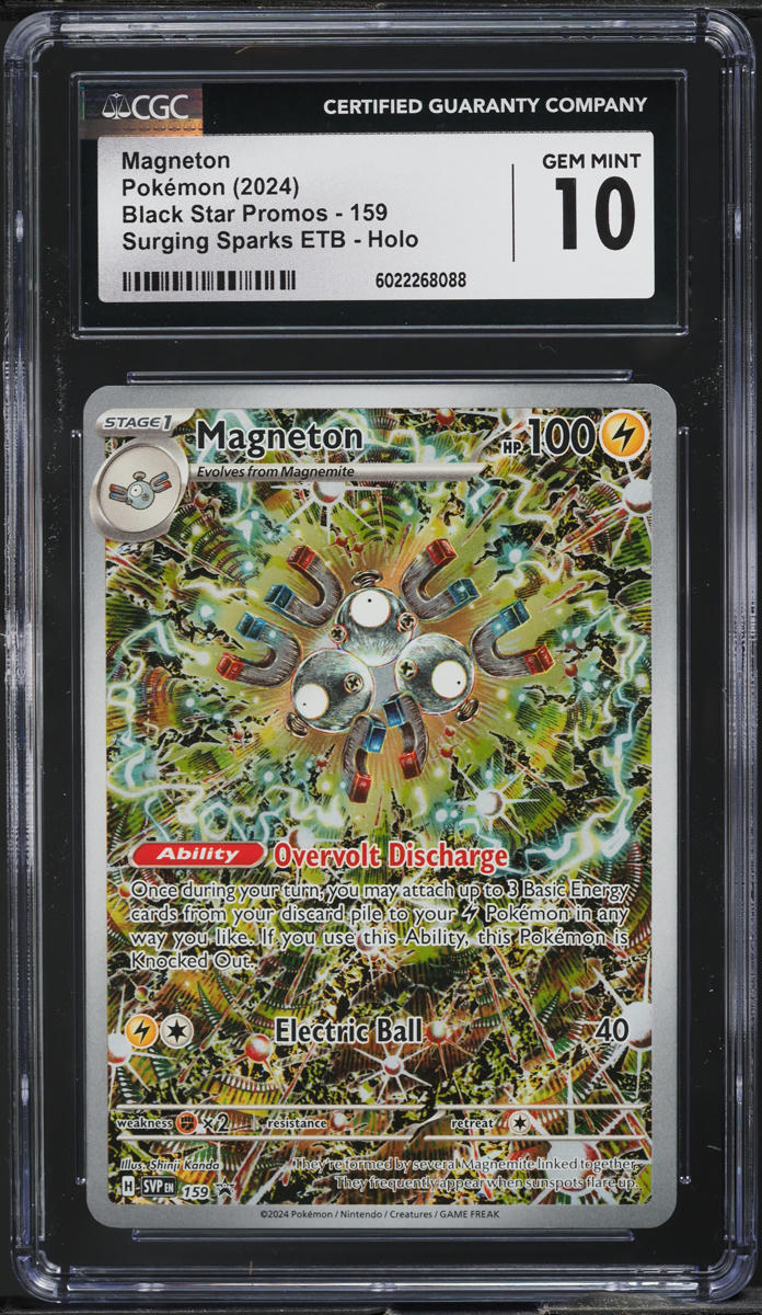 2024 Pokemon SV Black Star Promo Surging Sparks ETB Magneton #159 CGC 10 GEM on Fanatics Collect