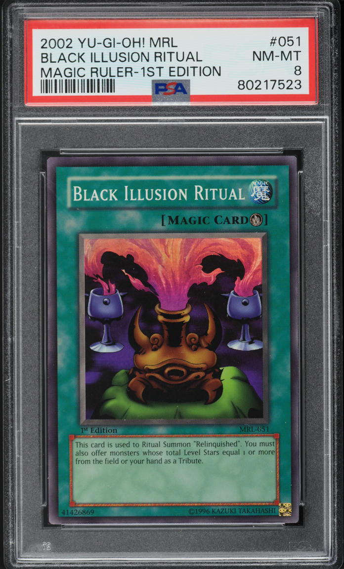 2002 Yu-Gi-Oh! Magic Ruler 1st Edition Black Illusion Ritual #MRL-051 PSA 8 on Fanatics Collect