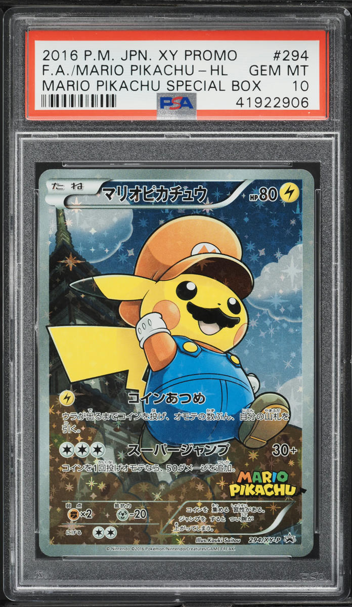 2016 Pokemon Japanese XY Promo Special Box Full Art Mario Pikachu #294 PSA 10 on Fanatics Collect