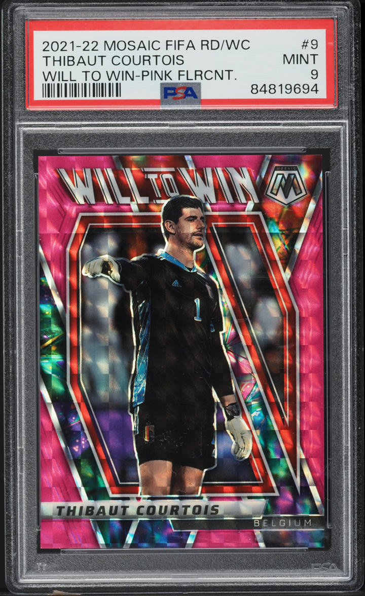 2021 Panini Mosaic FIFA Will To Win Pink Flourescent Thibaut Courtois ...