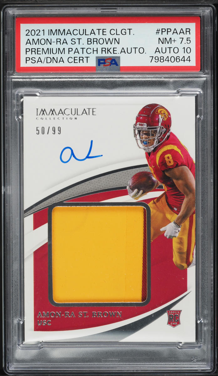 2021 Immaculate Collection Amon-Ra St. Brown RC PATCH AUTO DNA 10 /99 ...