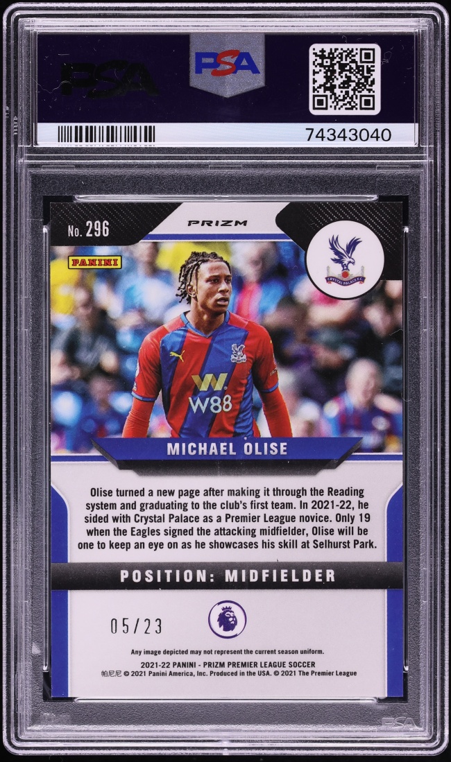 2021 Panini Prizm Premier League Cracked Ice Michael Olise ROOKIE /23 ...
