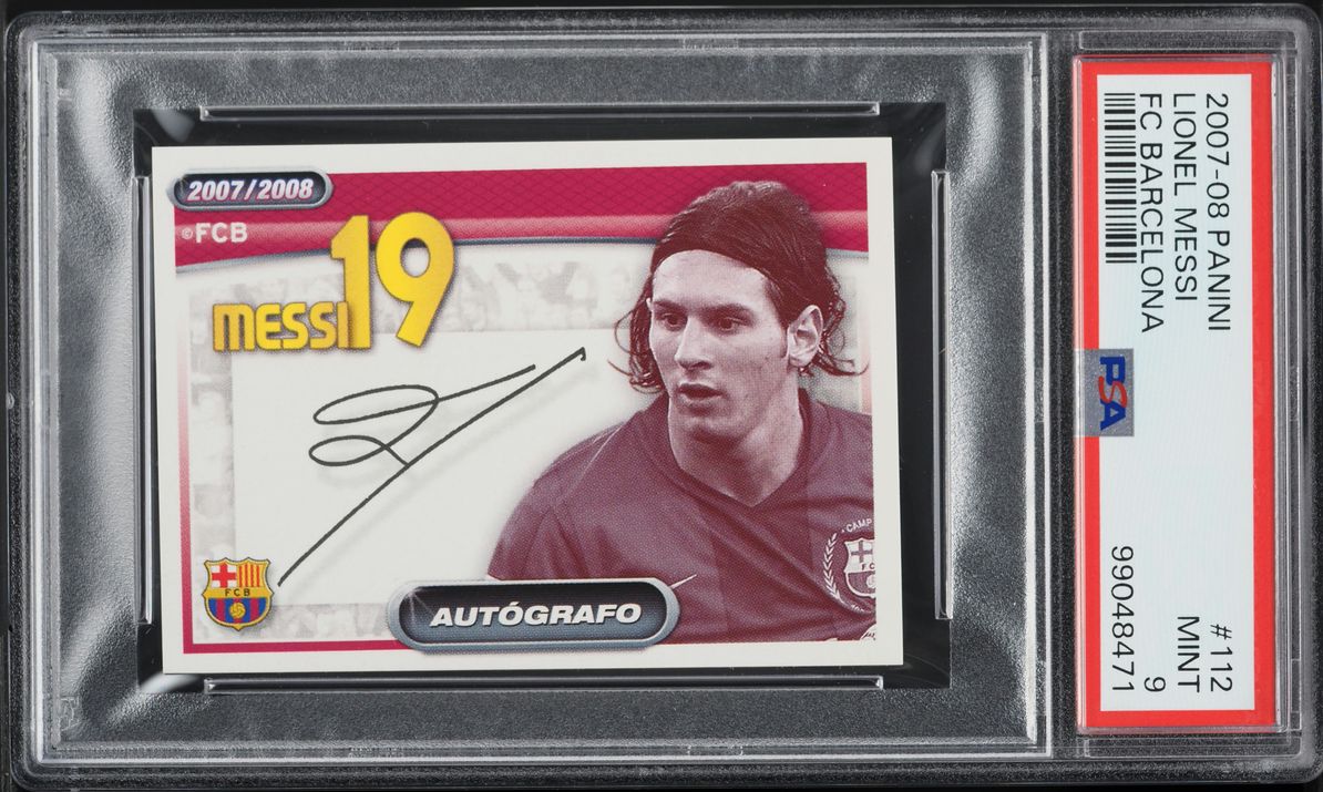 2007 Panini FC Barcelona Lionel Messi #112 PSA 9 MINT on Fanatics Collect