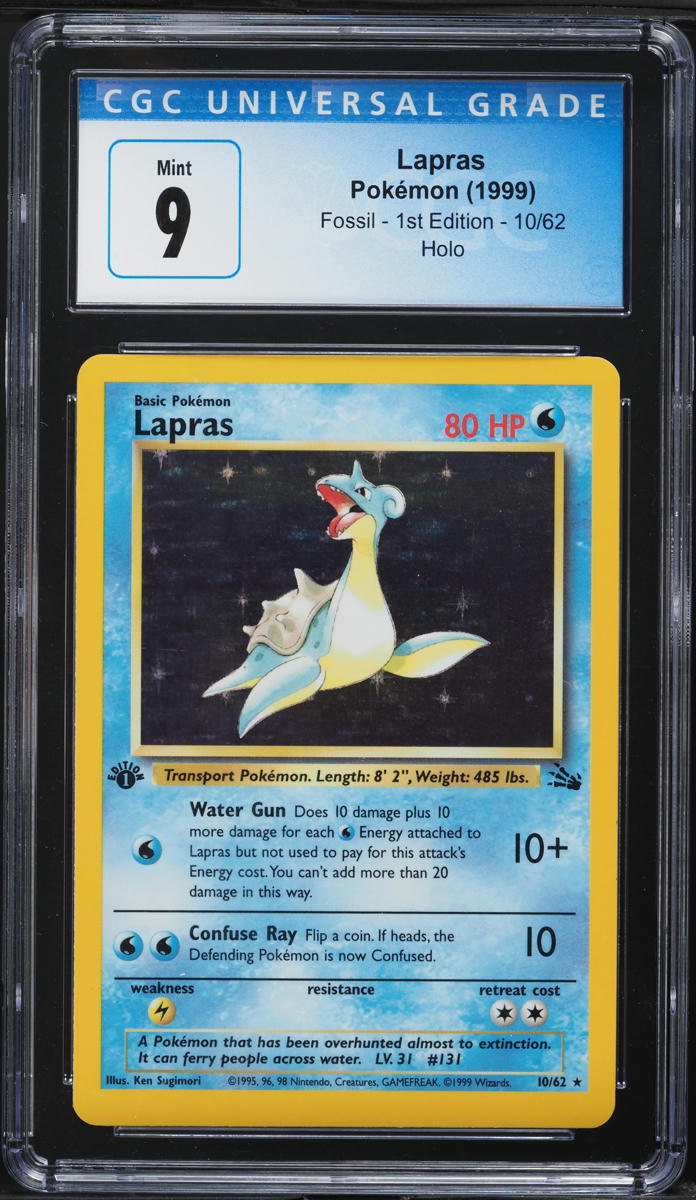 1999 Pokemon Fossil 1st Edition Holo Lapras #10 CGC 9 MINT on Fanatics ...