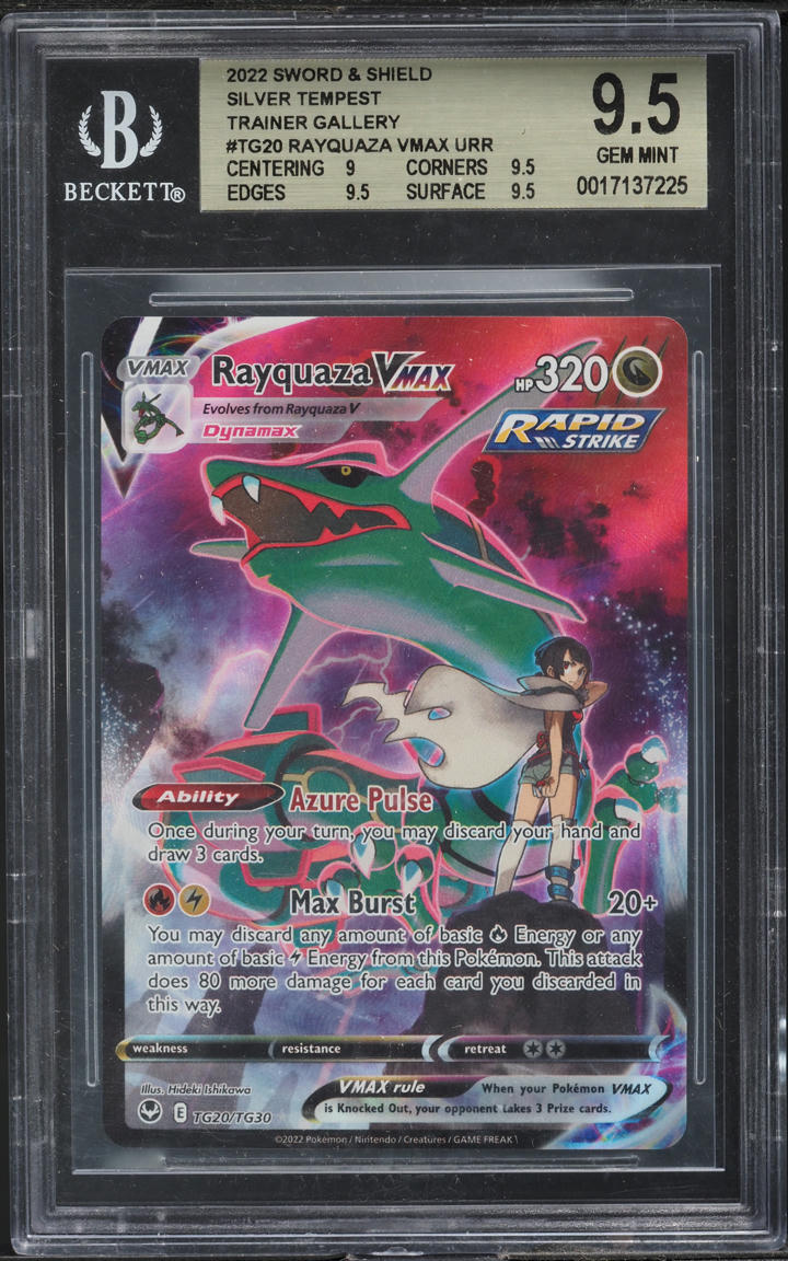 2022 Pokemon Sword & Shield Silver Tempest Rayquaza VMAX #TG20 BGS 9.5 GEM MINT on Fanatics Collect