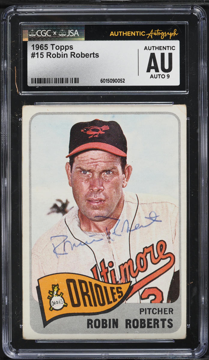 1965 Topps Robin Roberts AUTO #15 JSA CGC AUTH on Fanatics Collect