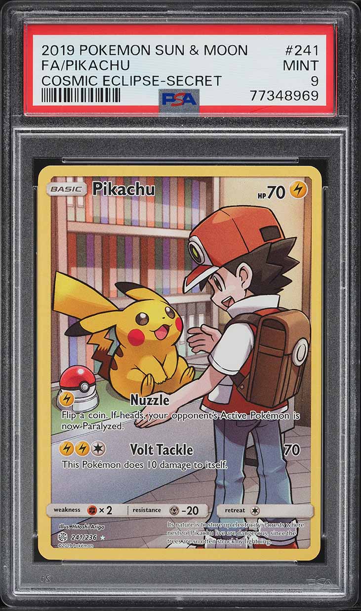 2019 Pokemon Sun & Moon Cosmic Eclipse Secret Rare Pikachu #241 PSA 9 ...