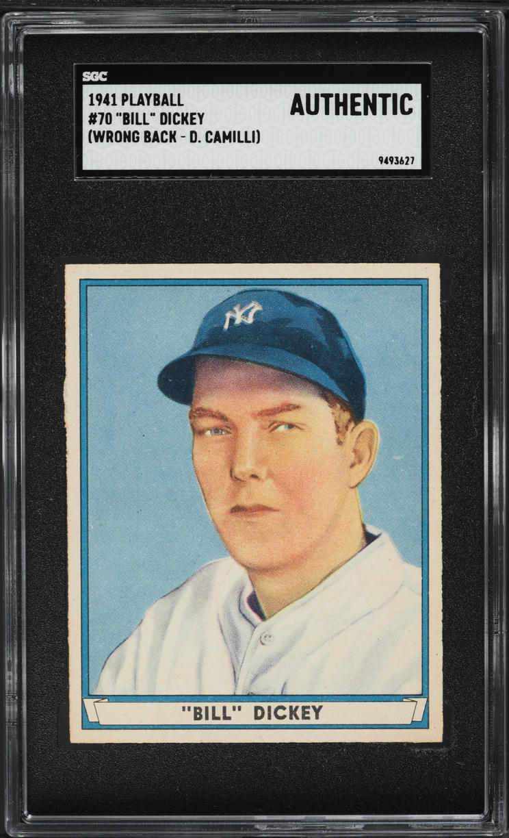 1941 Play Ball Bill Dickey WRONG BACK #70 SGC AUTH on Fanatics Collect