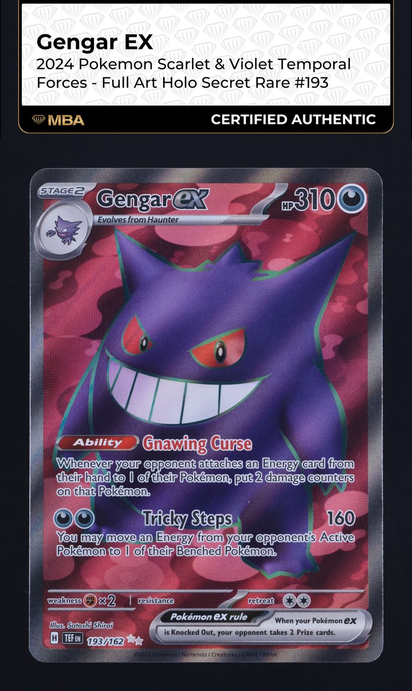 2024 Pokemon SV Temporal Forces Secret Rare Gengar EX #193 MBA AUTH on ...