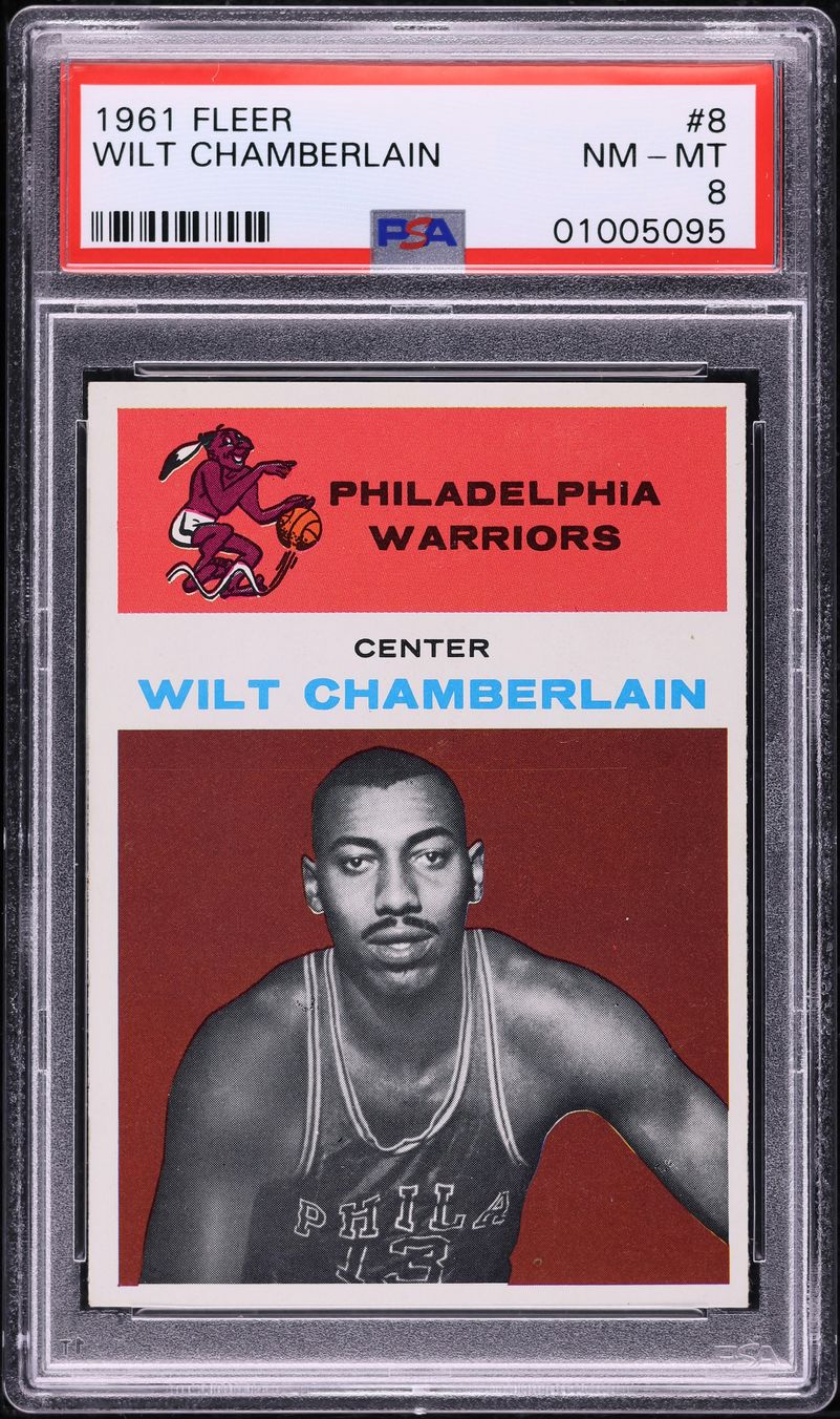 1961 Fleer Basketball Wilt Chamberlain ROOKIE #8 PSA 8 NM-MT on ...