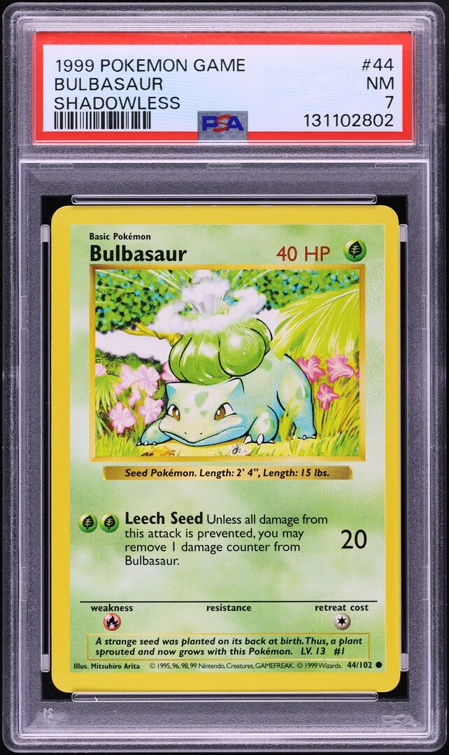 1999 Pokemon Base Set Shadowless Bulbasaur #44 PSA 7 NRMT on Fanatics ...