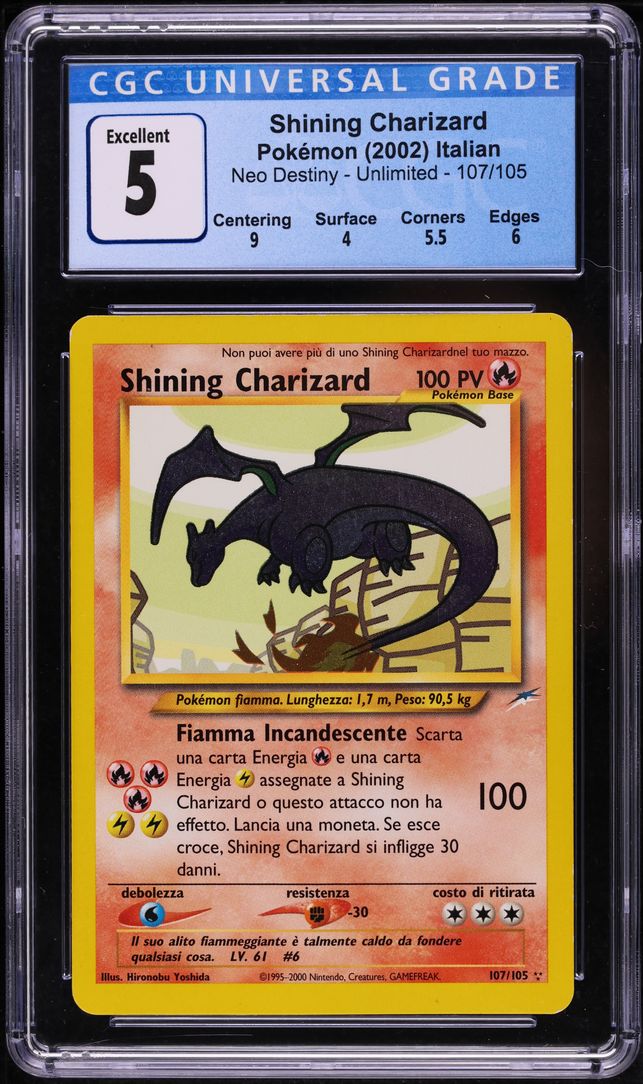 2002 Pokemon Italian Neo Destiny Shining Charizard #107 CGC 5 EX on ...