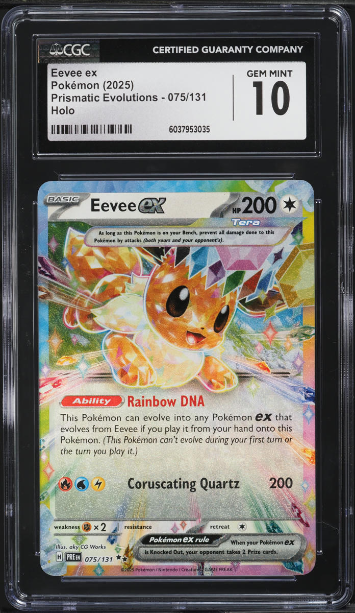 2025 Pokemon SV Prismatic Evolutions Holo Eevee ex #75 CGC 10 GEM MINT ...