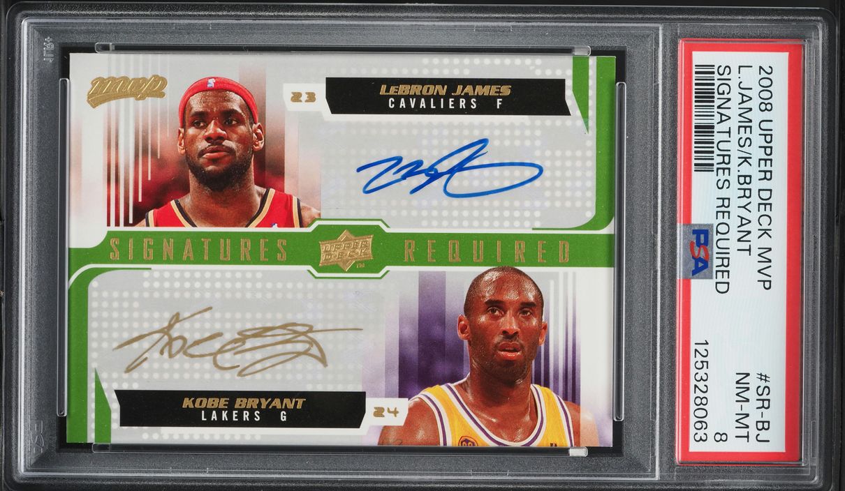 2008 Upper Deck MVP Required LeBron James Kobe Bryant AUTO #SR-BJ PSA 8 ...