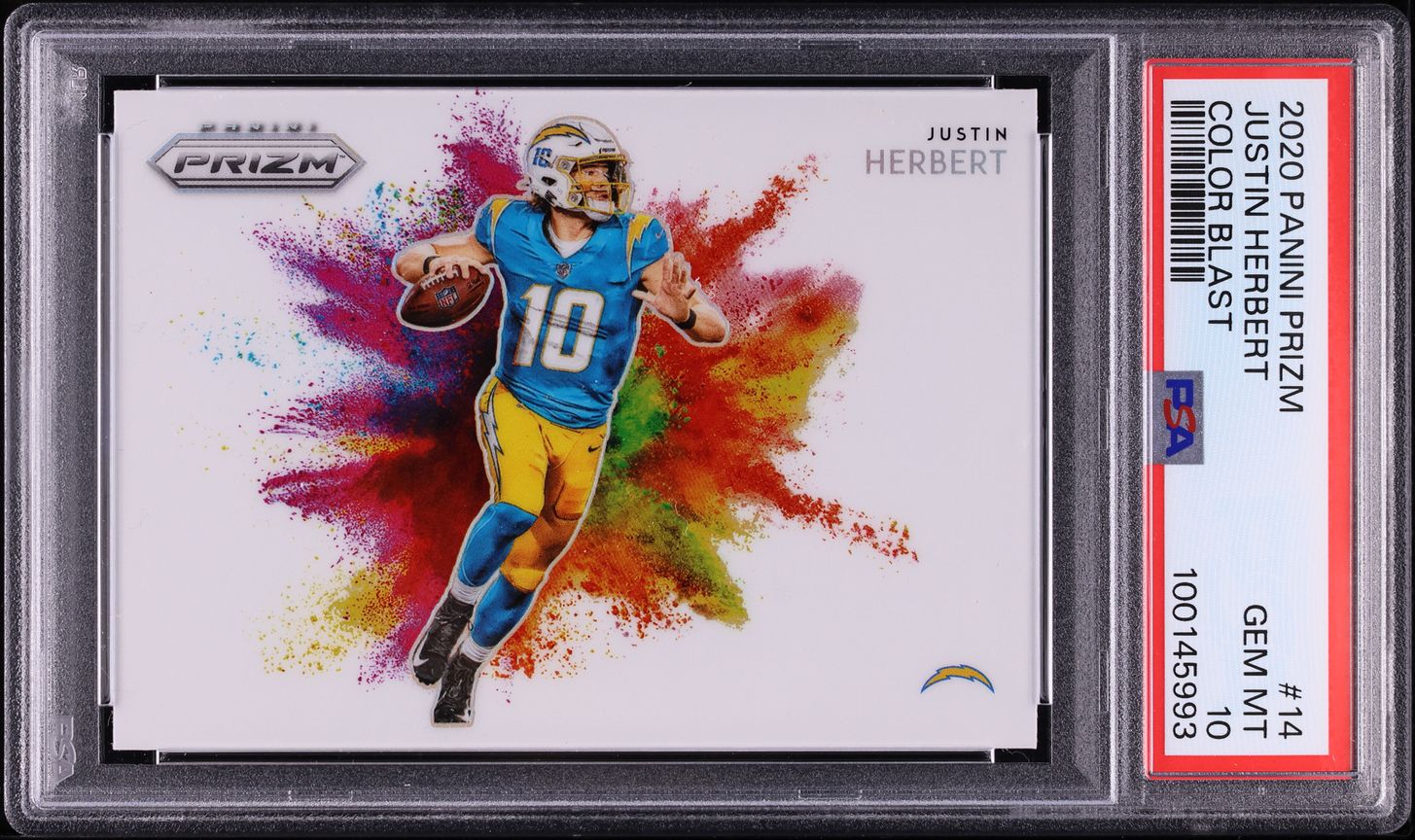 2020 Panini Prizm Color Blast Justin Herbert SP ROOKIE #14 PSA 10 GEM ...
