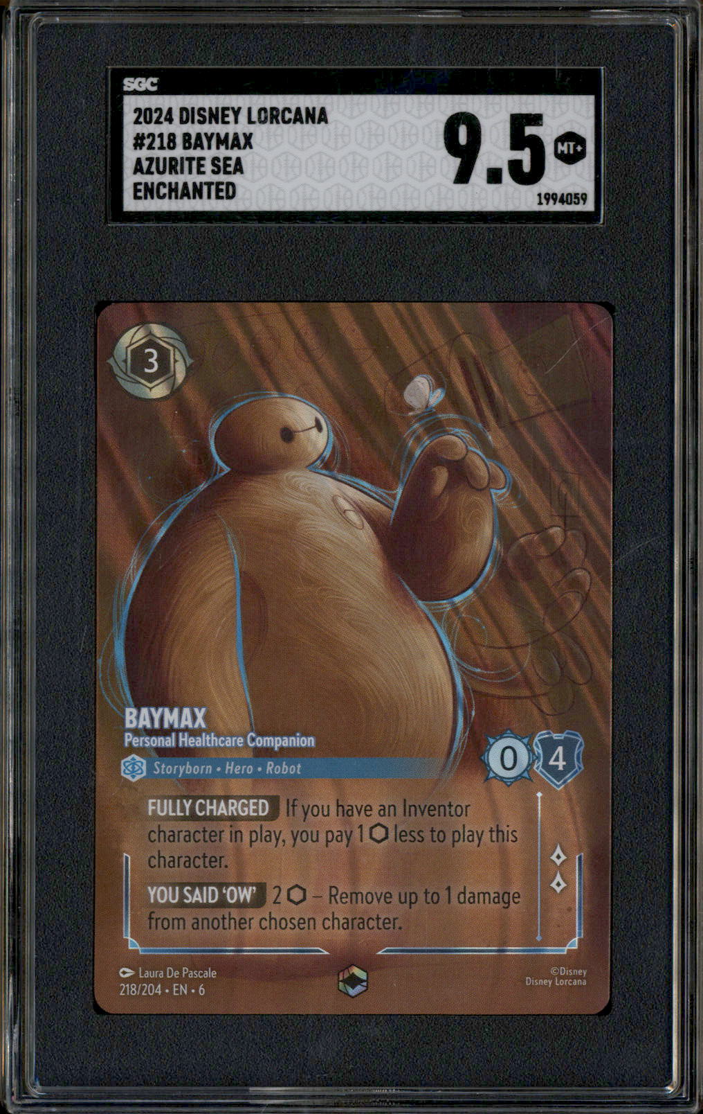2024 Disney Lorcana Azurite Sea Enchanted #218 Baymax SGC 9.5 on ...