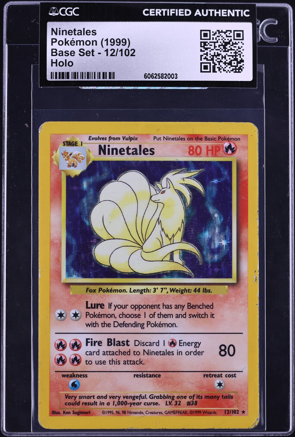 1999 Pokemon Base Set Holo Ninetales #12 CGC AUTH on Fanatics Collect