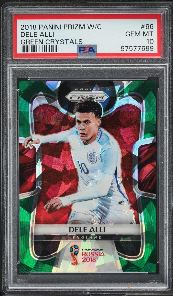 2018 Panini Prizm World Cup Green Crystals Dele Alli /25 #66 PSA 10 GEM ...